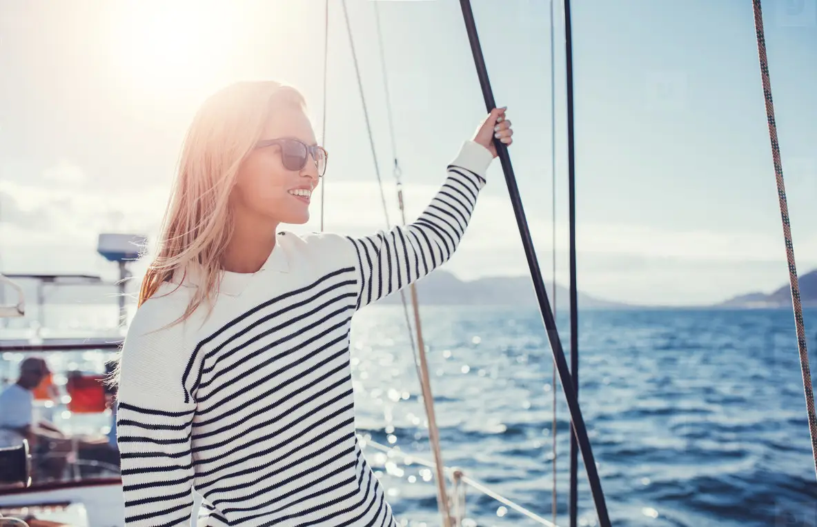 Woman On Sailboat Enjoying A Beautiful Day On Vacation Photo (121968 ...