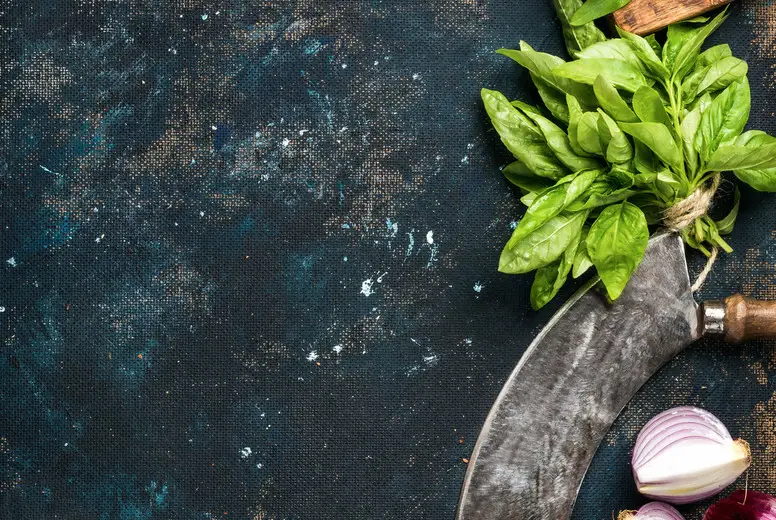 Healthy Food Cooking Background Over Grunge Dark Blue Plywood Texture ...