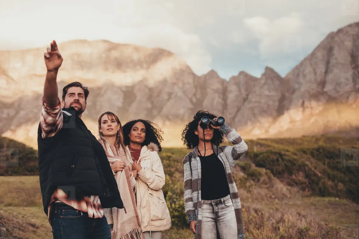 Friends On Road Trip Admiring A Landscape Photo (131586) - YouWorkForThem