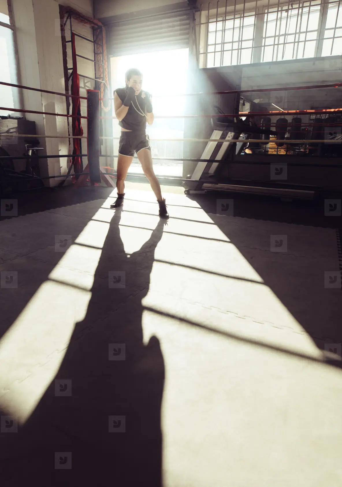 Female Boxer Training Inside A Boxing Ring Photo (136645) - YouWorkForThem