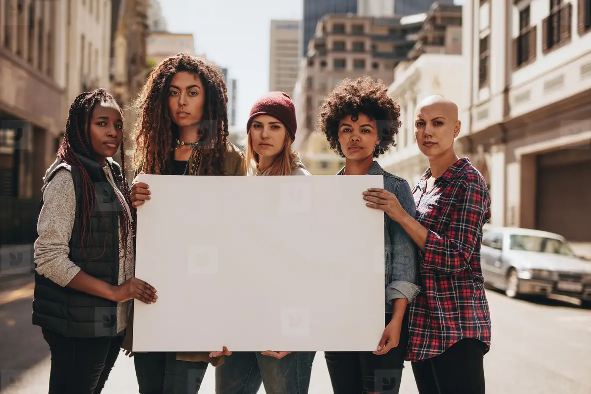 Female Protesters With Blank Banner Photo (162722) - YouWorkForThem