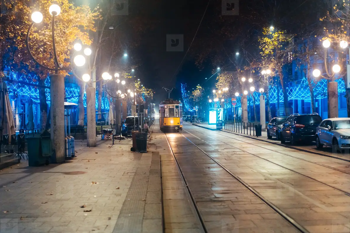 Tram On The Night Street Photo (175037) - YouWorkForThem