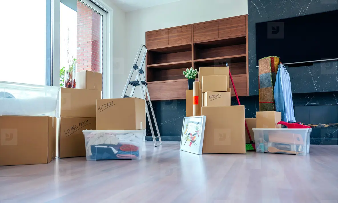 Living Room With Moving Boxes Photo (194157) - YouWorkForThem
