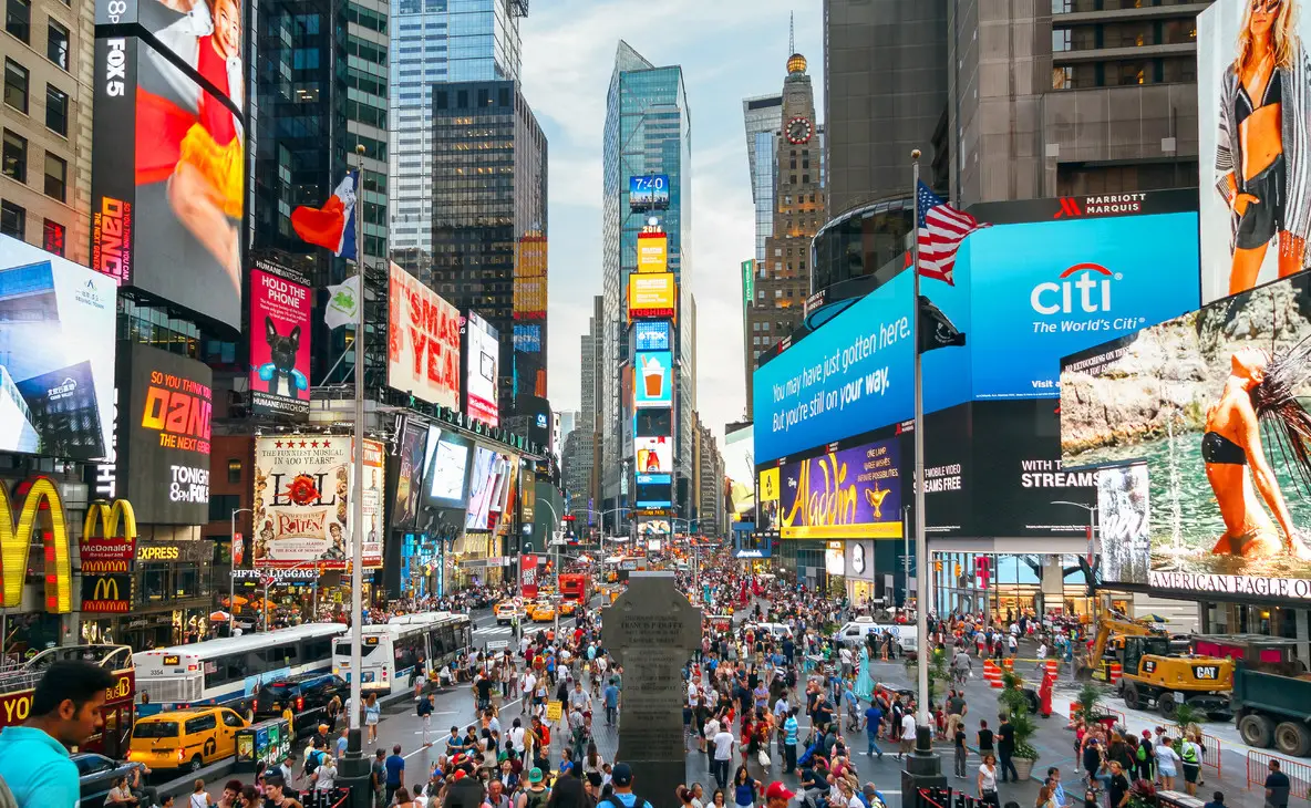 People And Led Advertising Panels In Times Square, New York City, USA ...