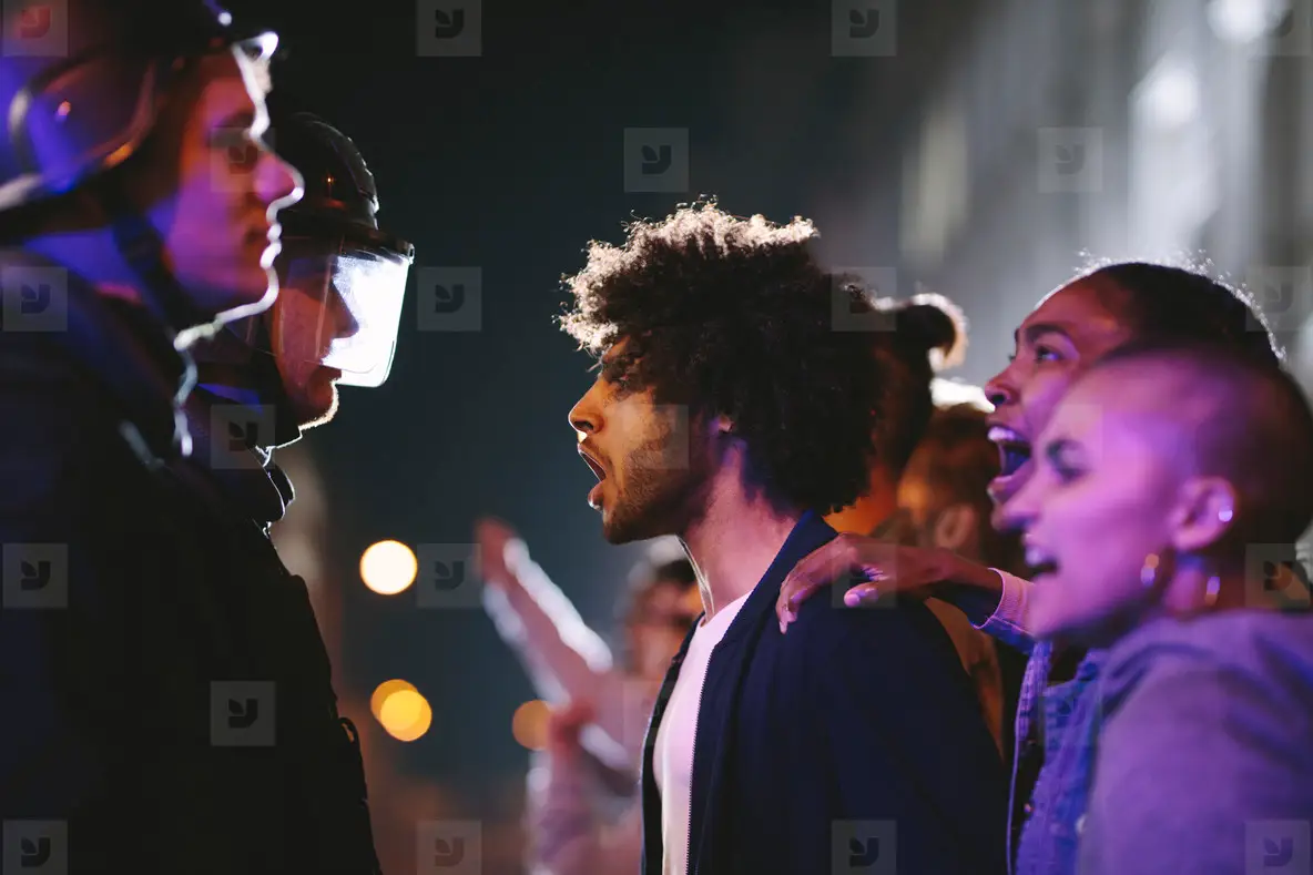 Angry Protestors Protesting In Front Of Police Force Photo (205473 ...