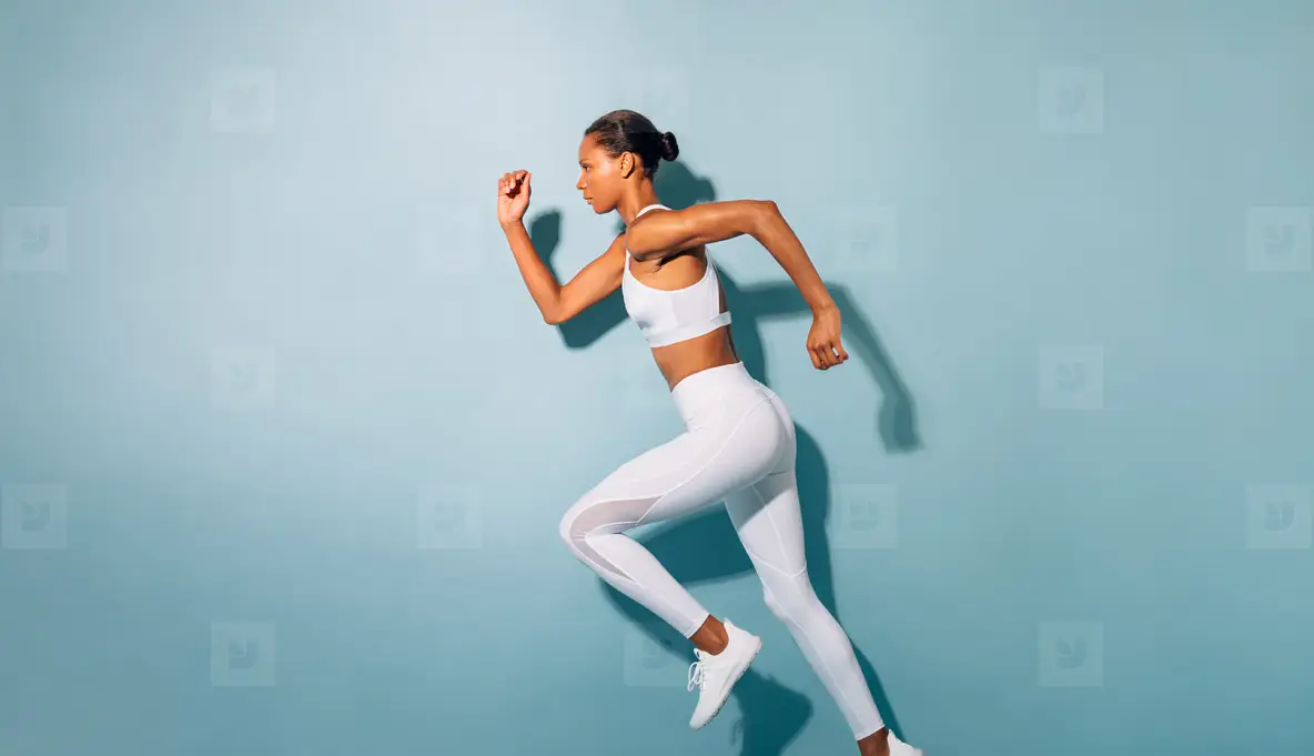 Side View Of Young Woman Running Photo (205739) - YouWorkForThem