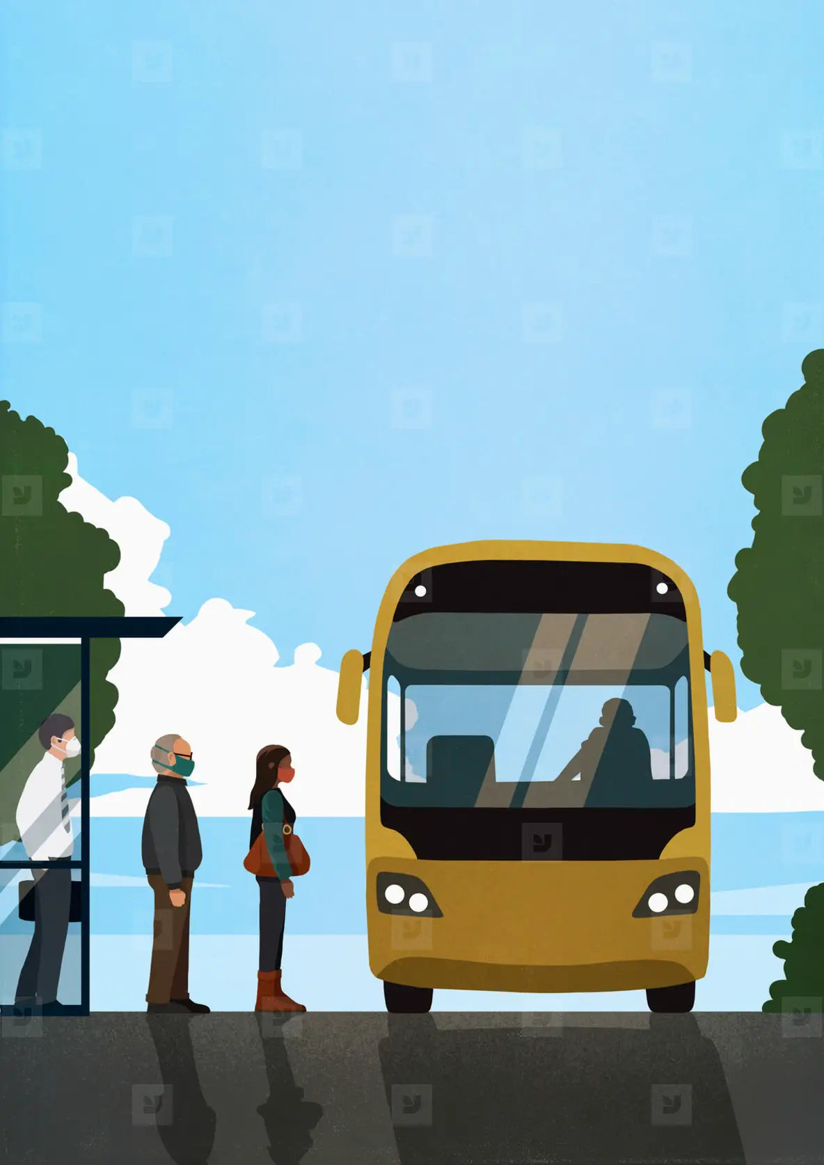 Business People In Face Masks Boarding Public Bus Photo (218290 ...