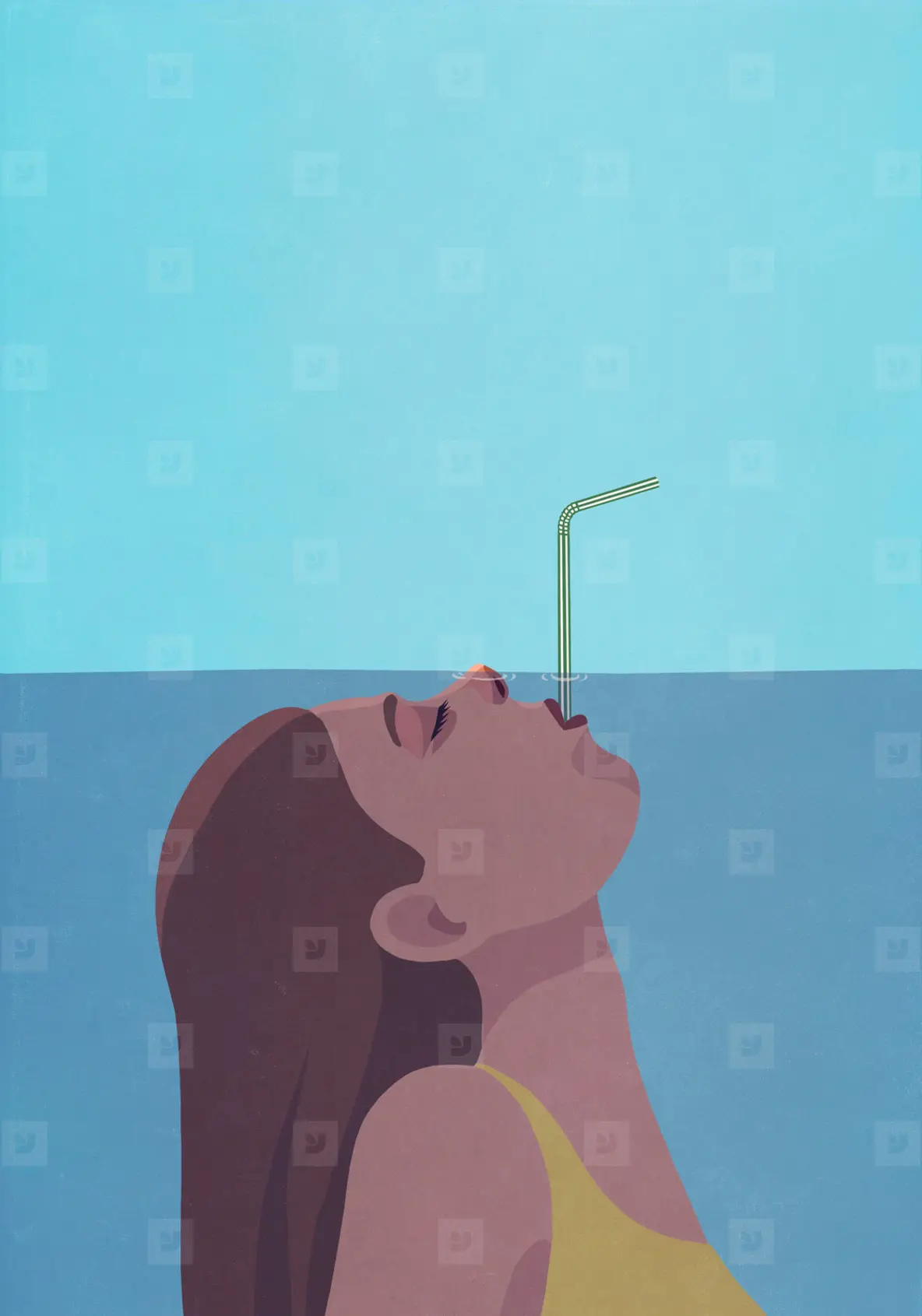 Woman Underwater Breathing Through Straw Photo (224230) - YouWorkForThem