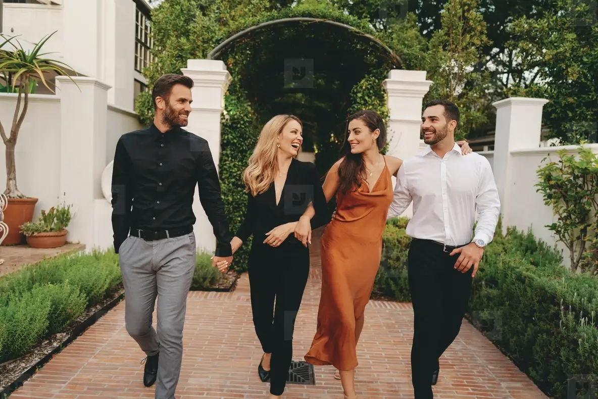 Two Happy Couples Arriving At A Couples Retreat Photo (247297 ...
