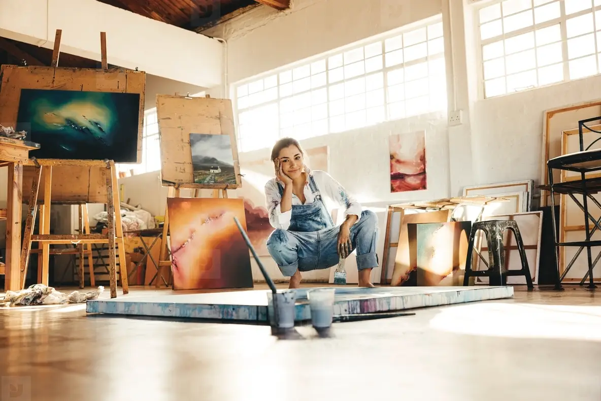 Happy Young Painter Working In Her Art Studio Photo (247489 ...