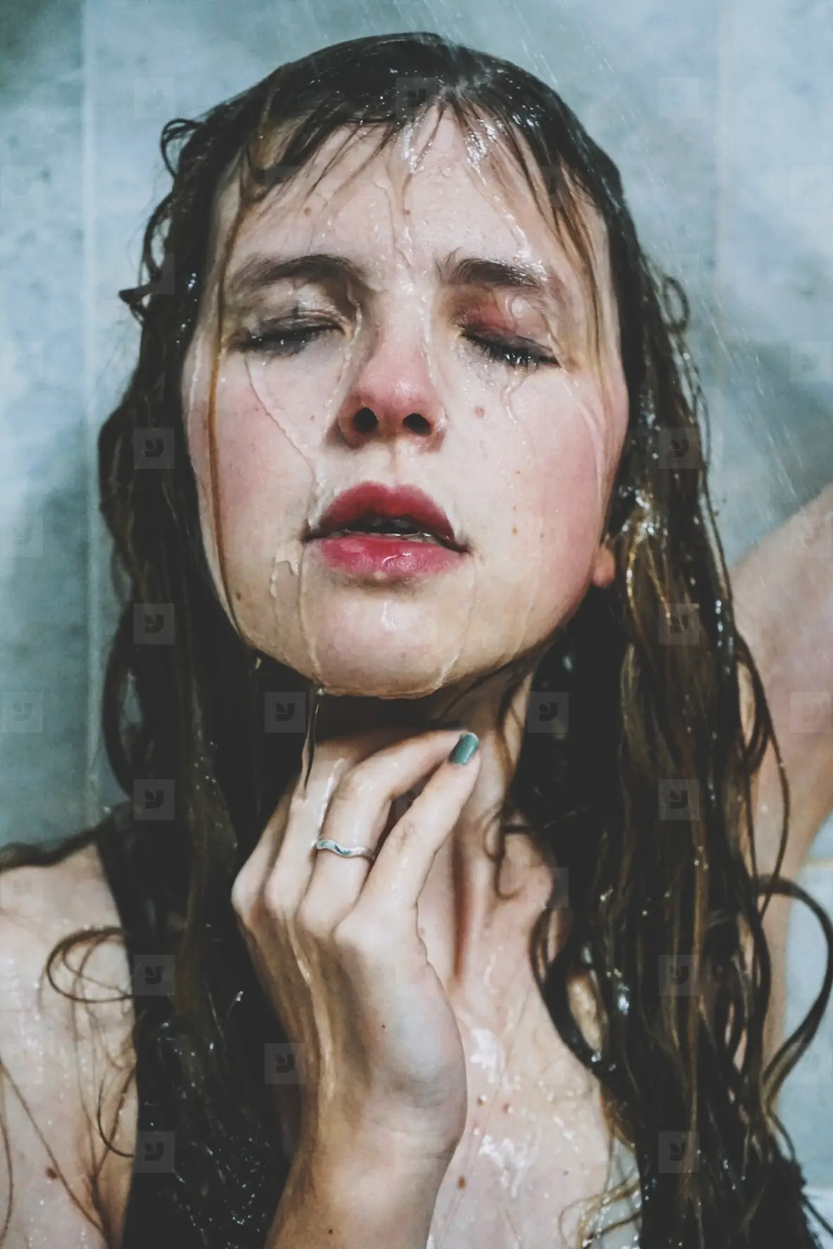 Artistic Portrait Of A Young Woman Under Shower Water Photo (247717 ...