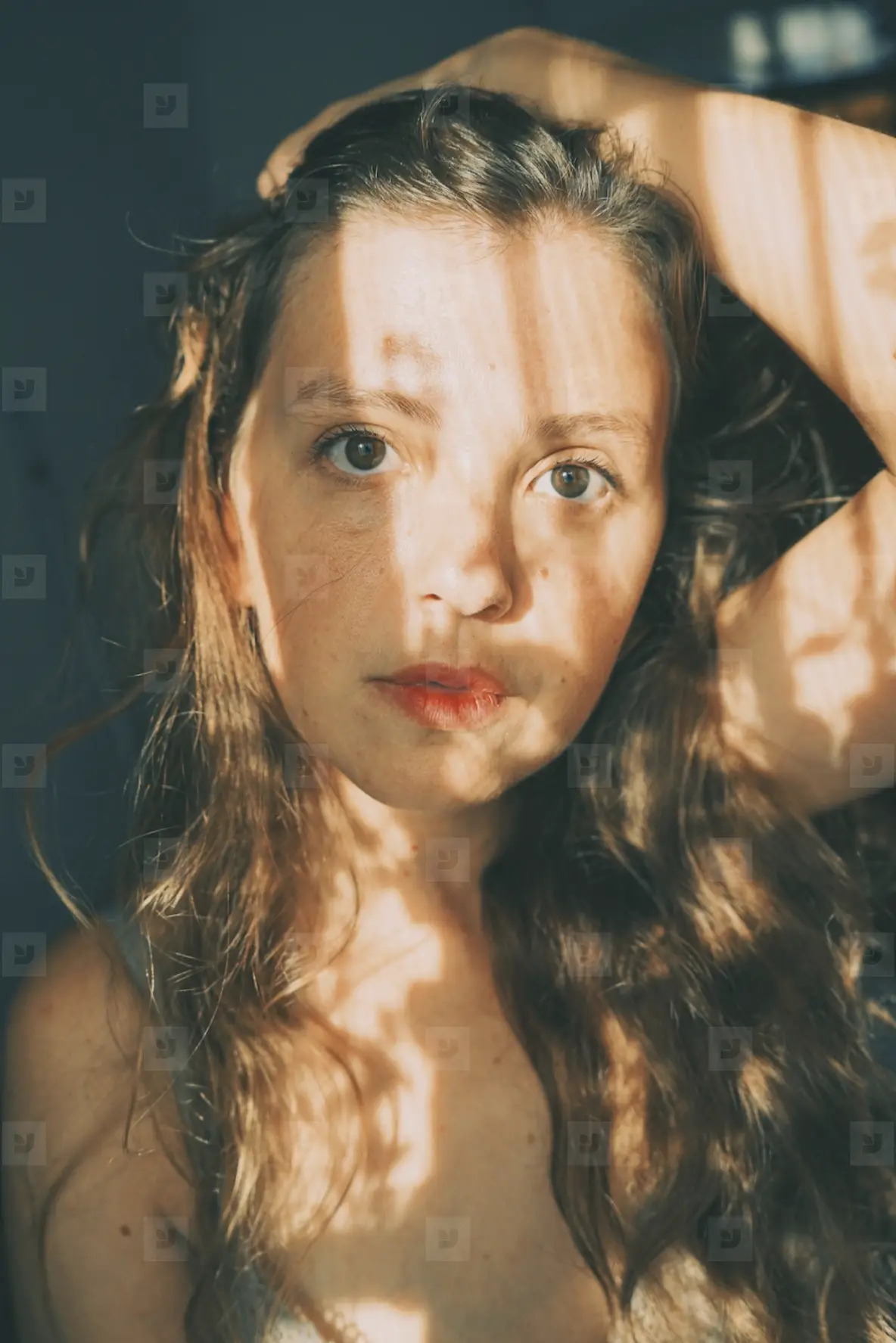 Artistic Portrait Of A Young Woman With Retro Shadow Play Style Photo ...