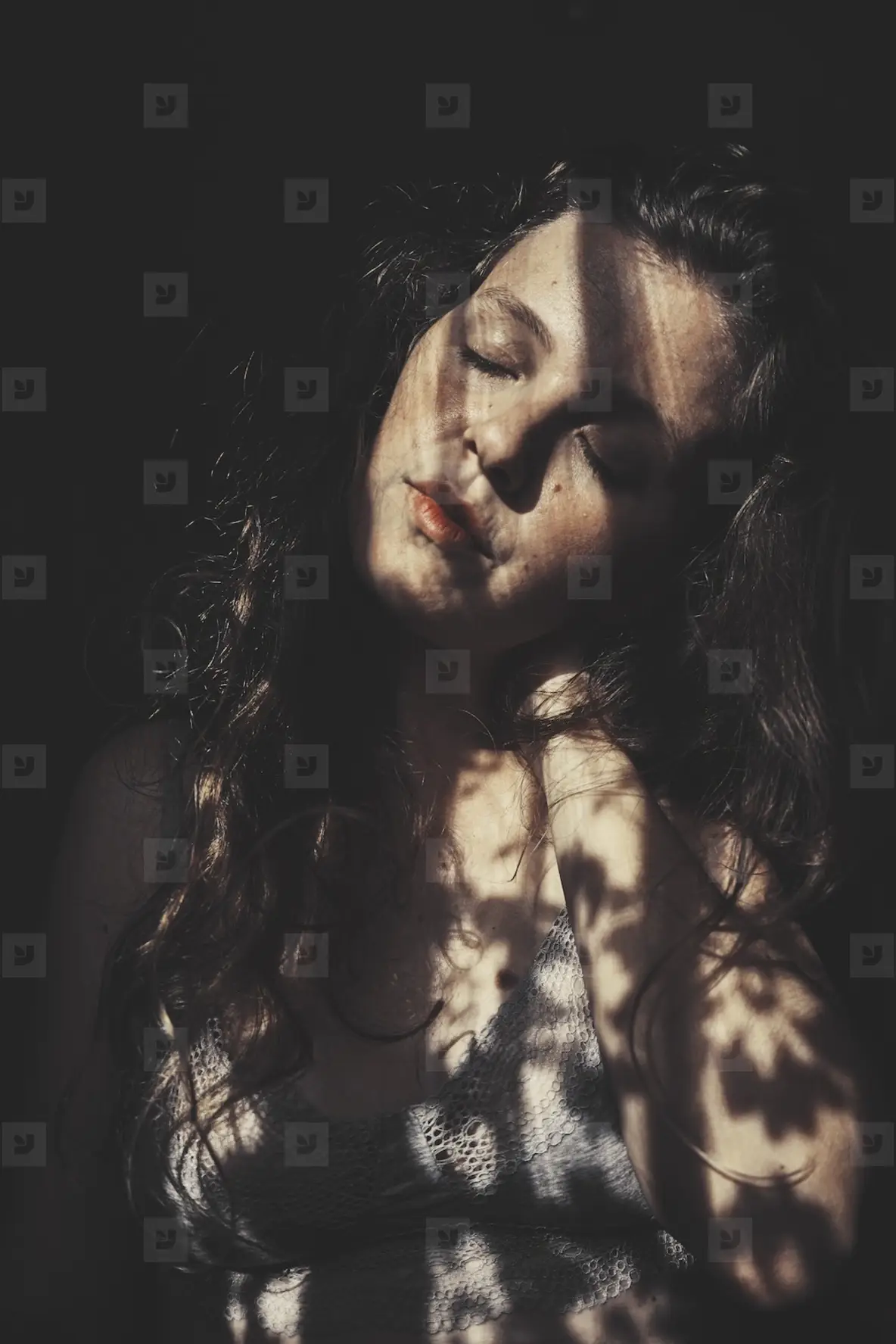Artistic Portrait Of A Young Woman With Retro Shadow Play Style Photo ...