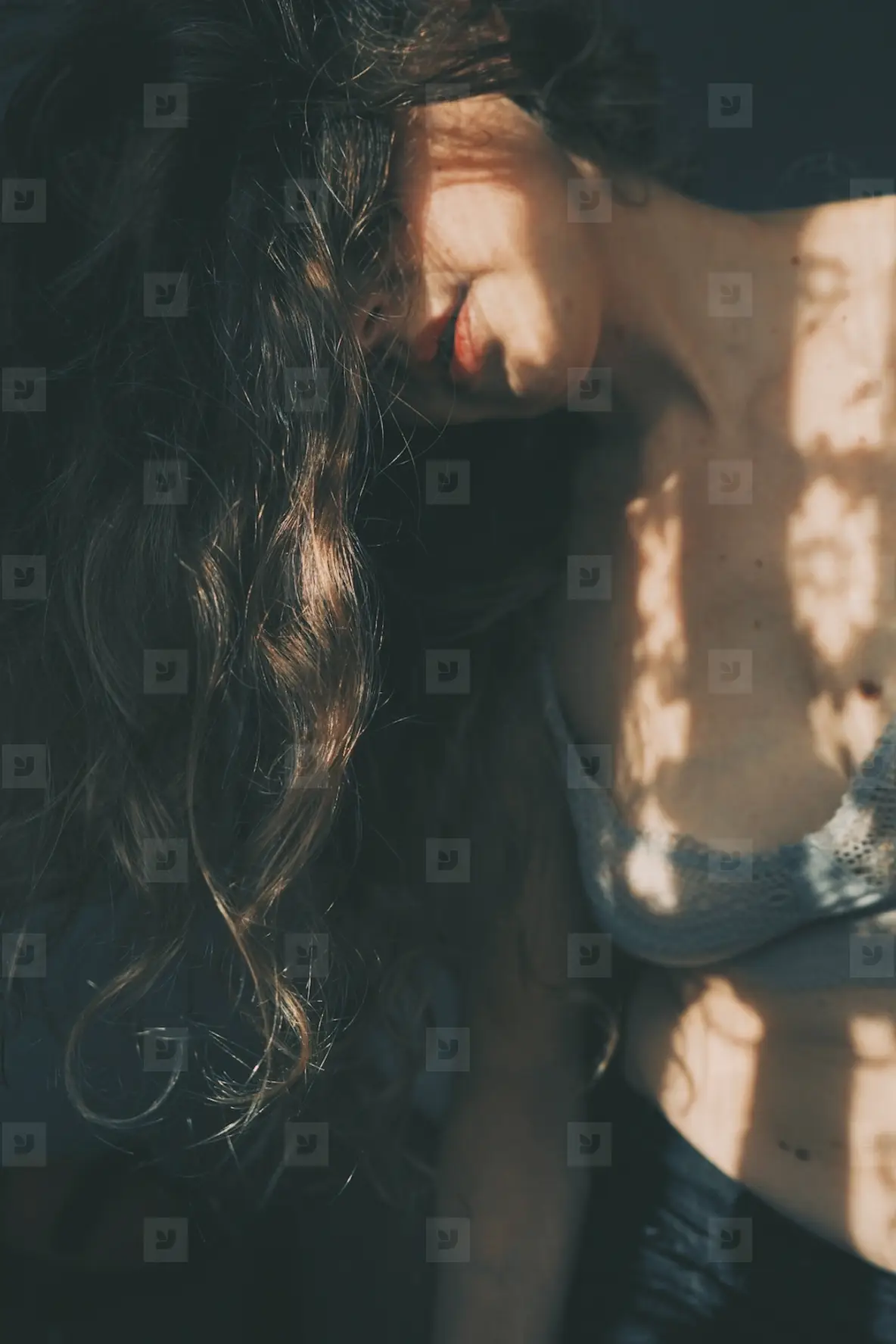 Artistic Portrait Of A Young Woman With Retro Shadow Play Style Photo ...