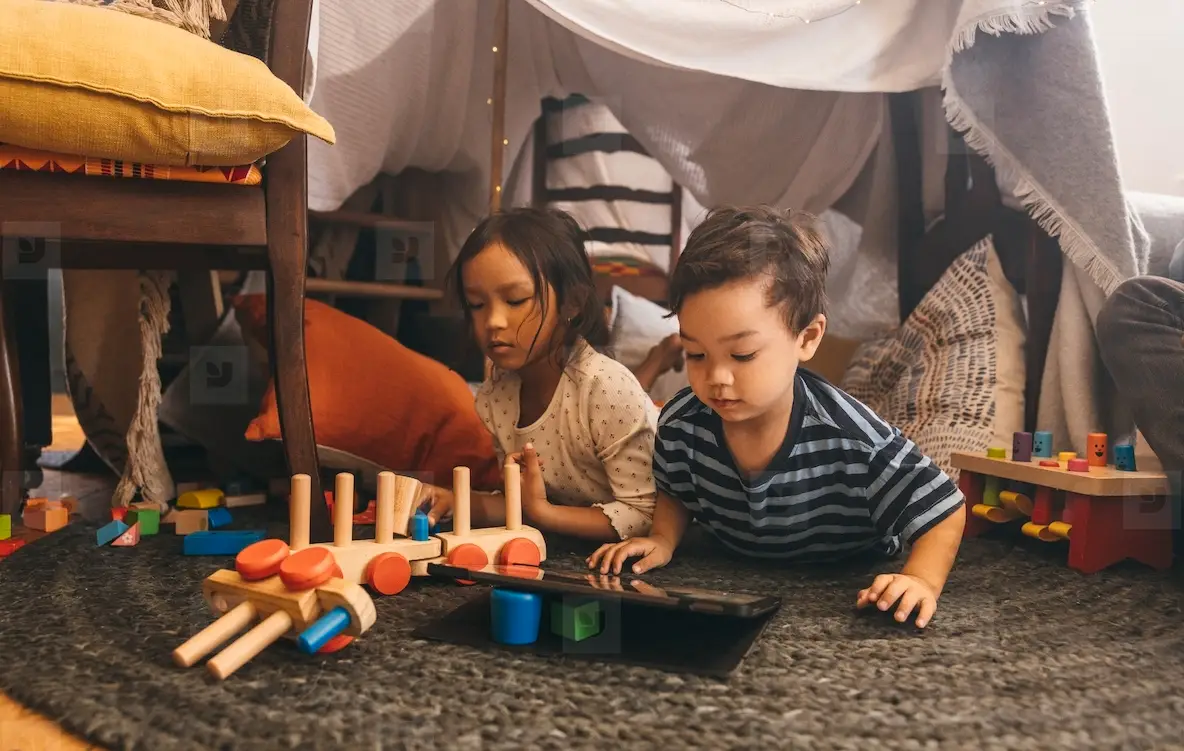 Two Young Siblings Playing Together At Home Photo (247920) - YouWorkForThem