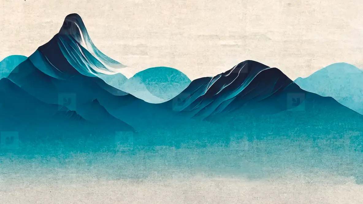 Minimal Landscape Digital Art Design, Range Of Mountain In Winte Photo ...
