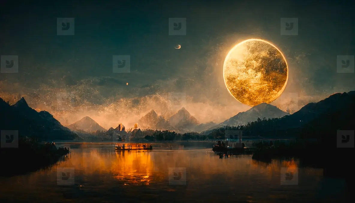 Super Moon Over The Lake Photo (260523) - YouWorkForThem
