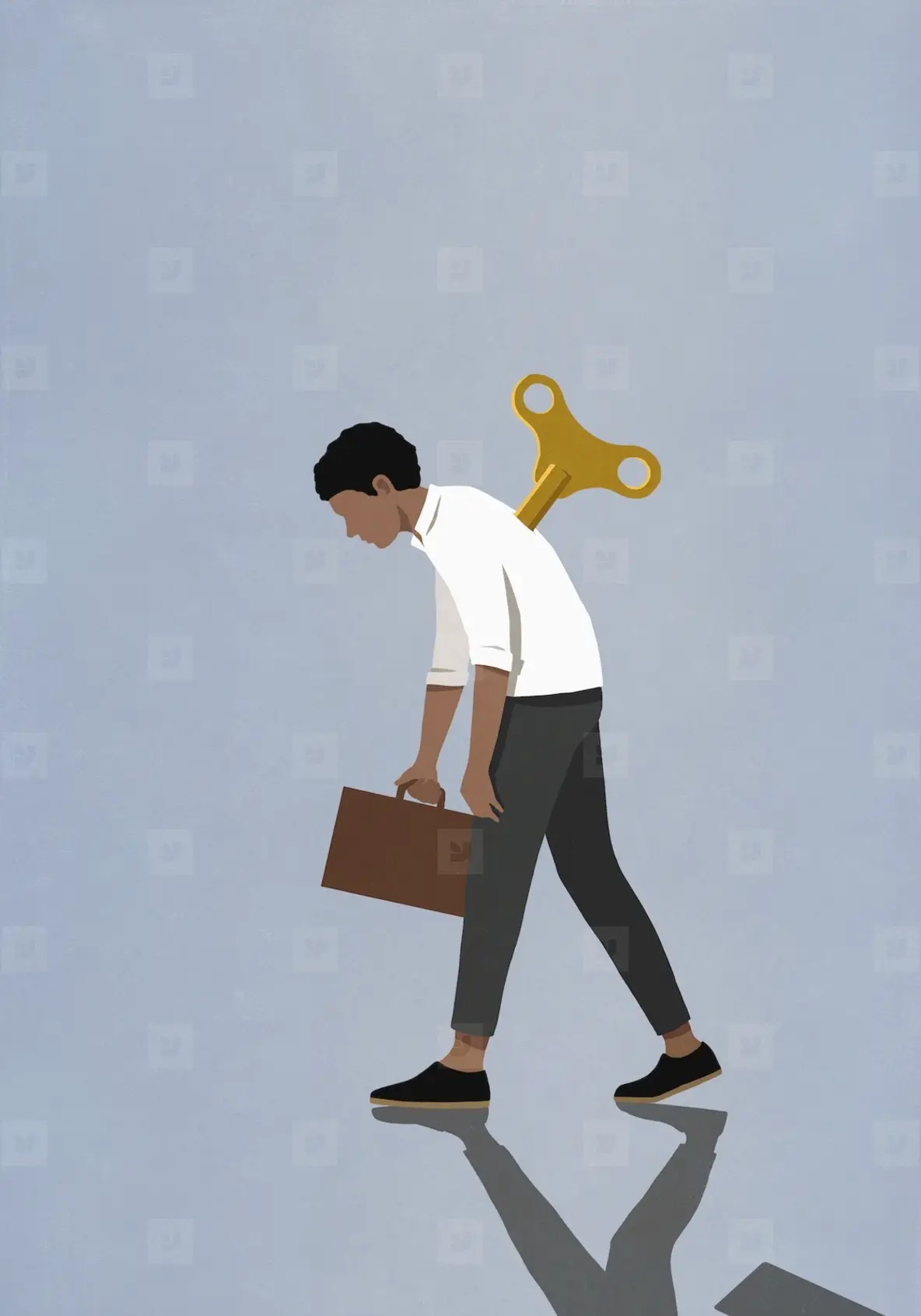 Slumped Windup Businessman Walking With Briefcase Photo (262175 ...