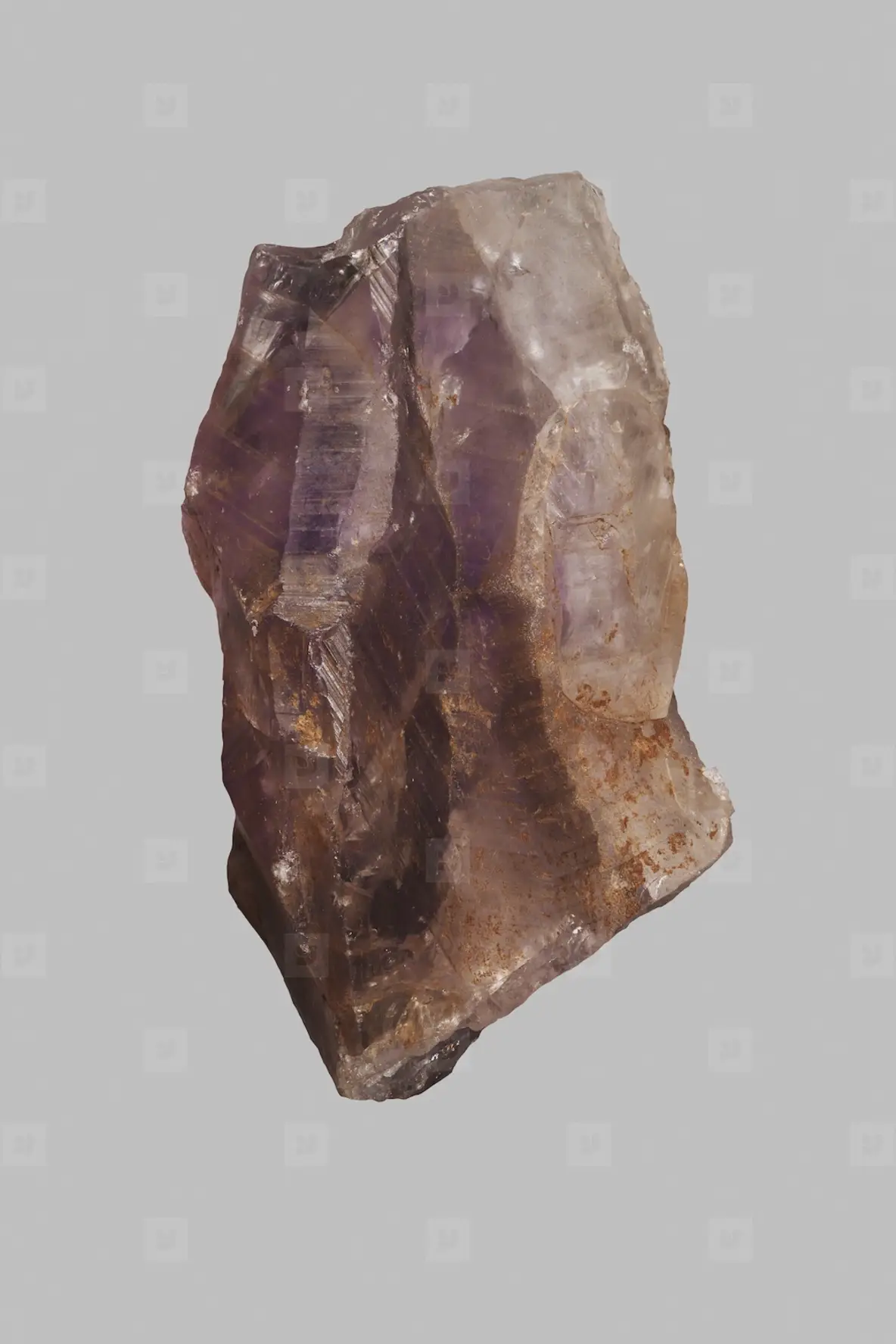 Close Up Purple And Brown Kainite Stone On Gray Background Photo ...