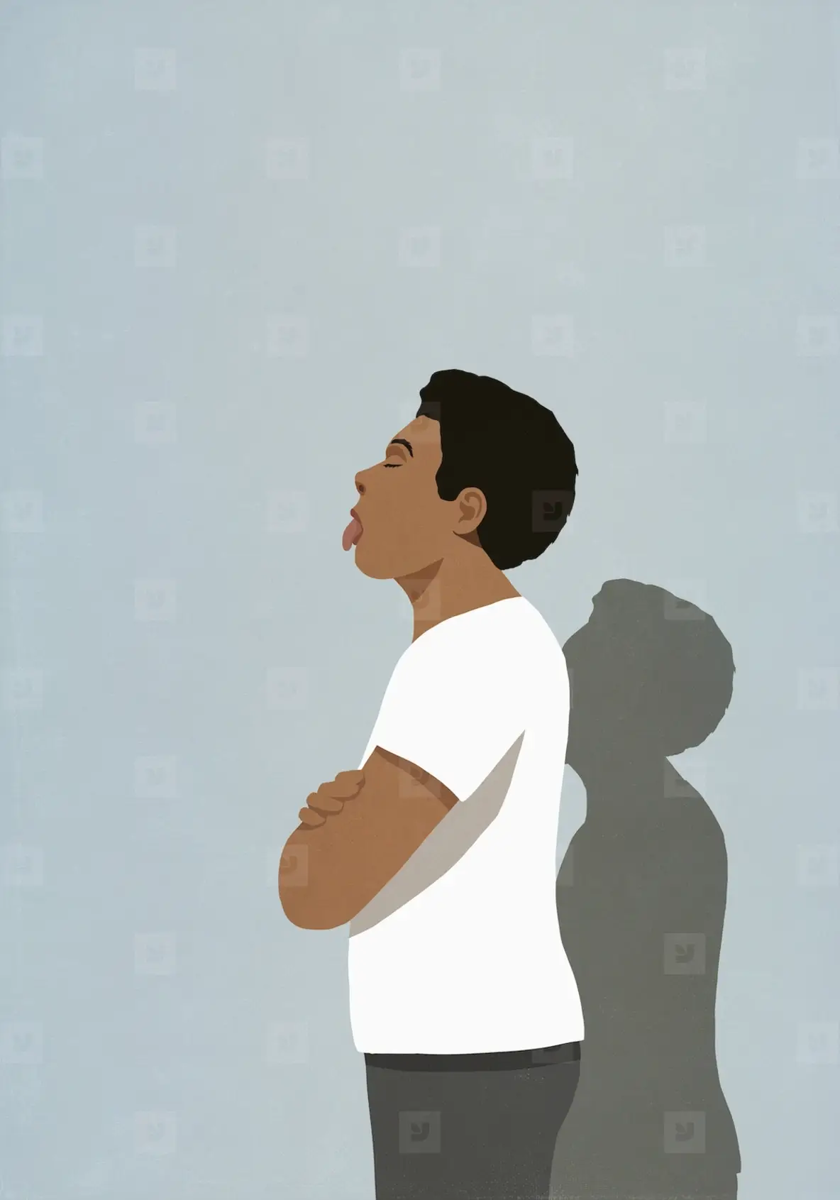 Profile Man With Arms Crossed Sticking Out Tongue Photo (262301 ...