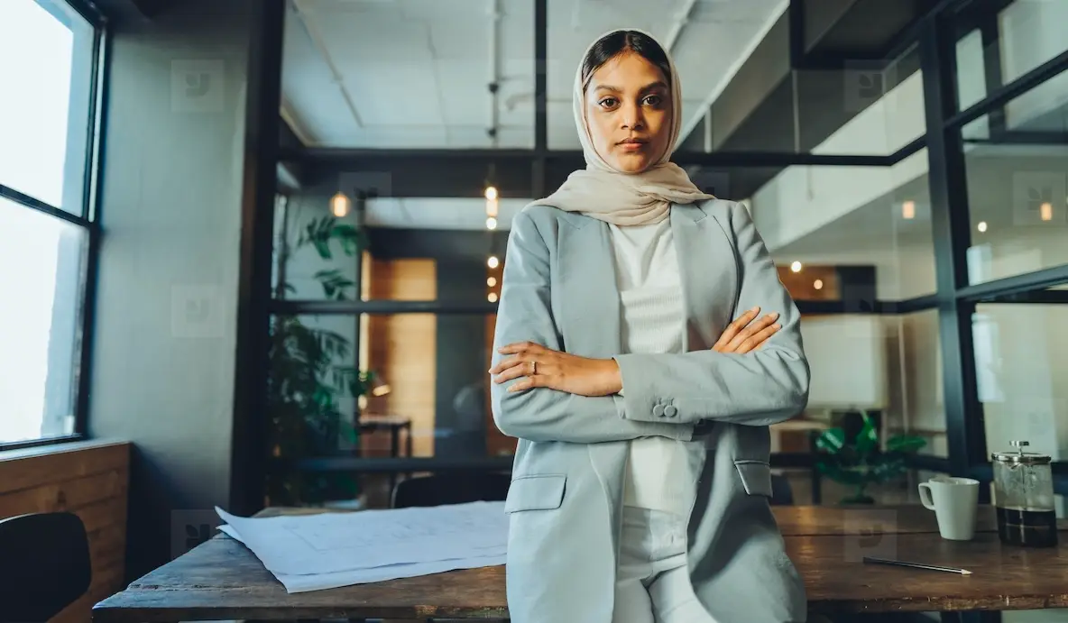 Confident Muslim Woman Standing In A Modern Office Photo (263131 ...
