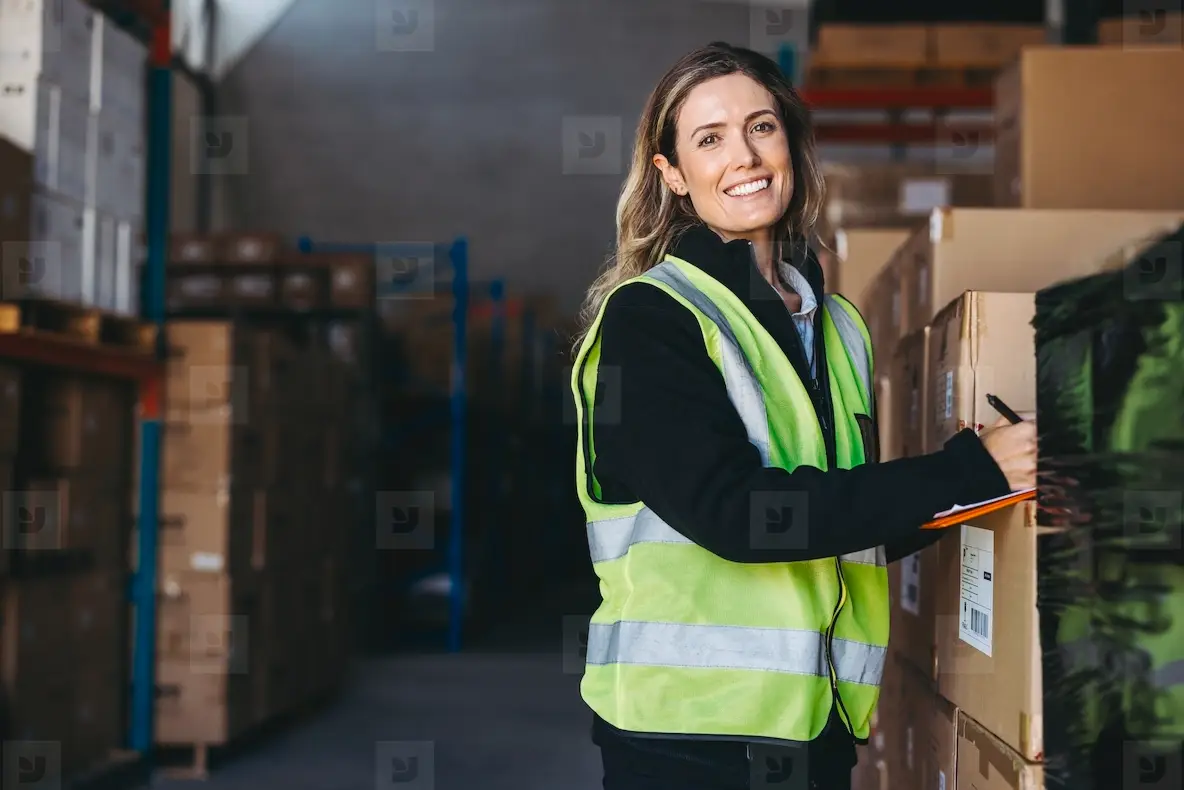 Female Warehouse Worker Smiling At The Camera Happily Photo (266249 ...