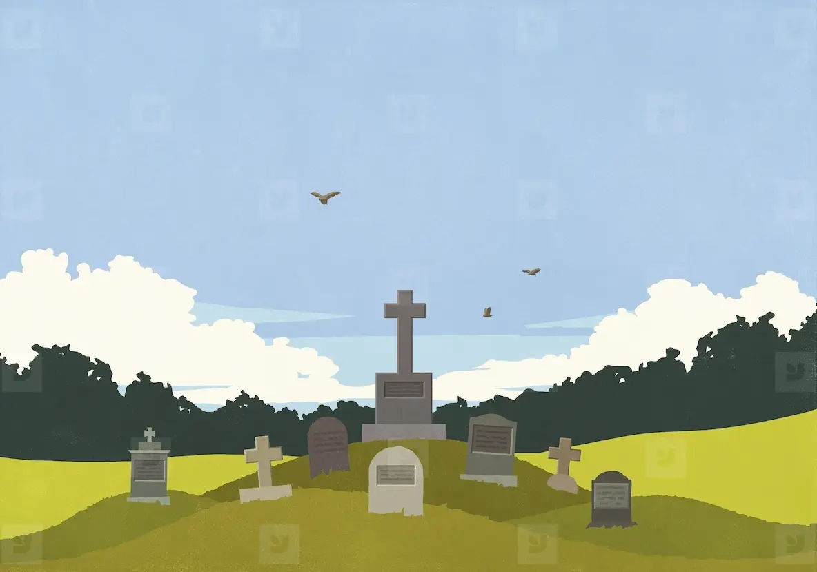 Birds Flying Over Cemetery Gravestones Photo (269036) - YouWorkForThem