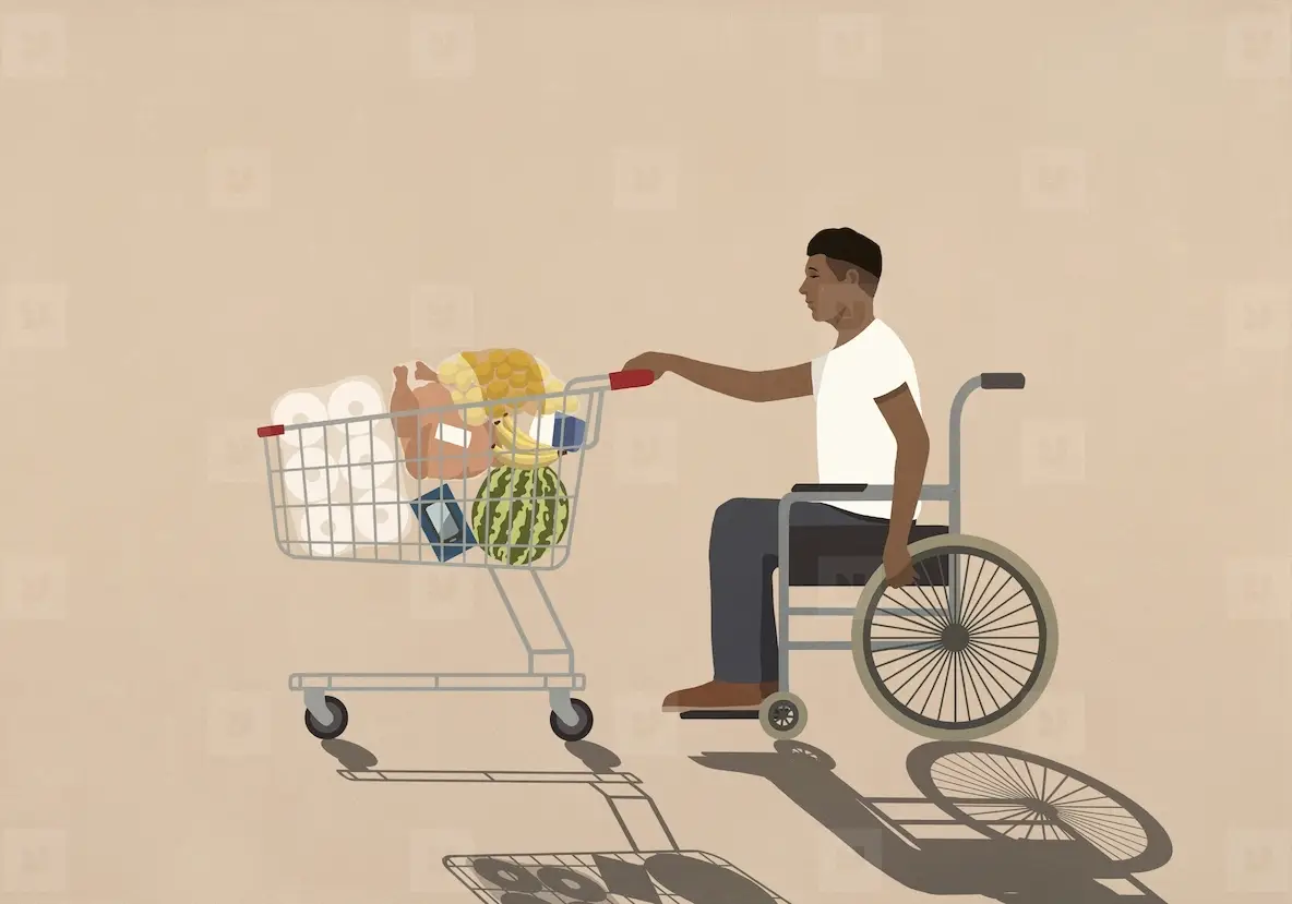Person Pushing Full Shopping Cart