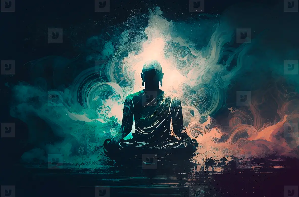 Abstract Digital Art Meditation Enlightenment Background, Illust Photo ...