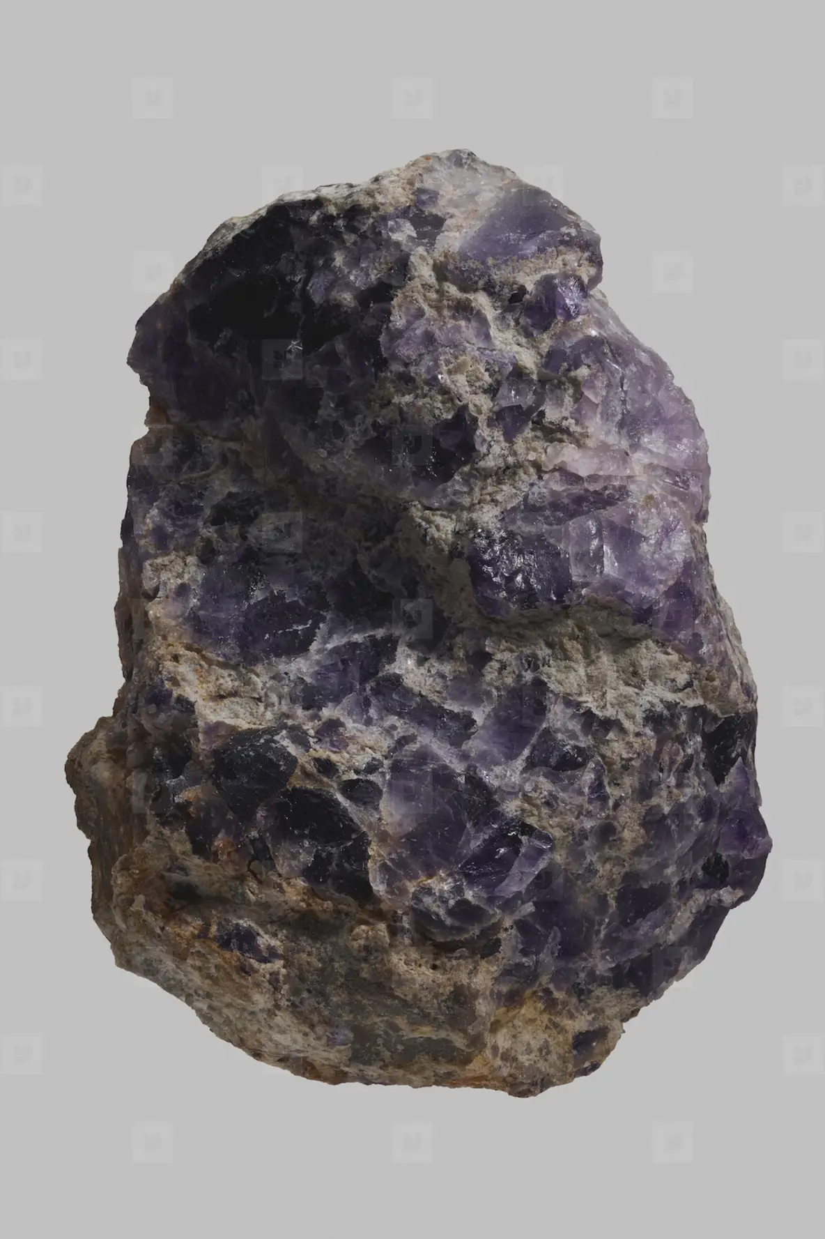 Close Up Detail Textured Purple Spanish Fluorite Stone On Gray ...