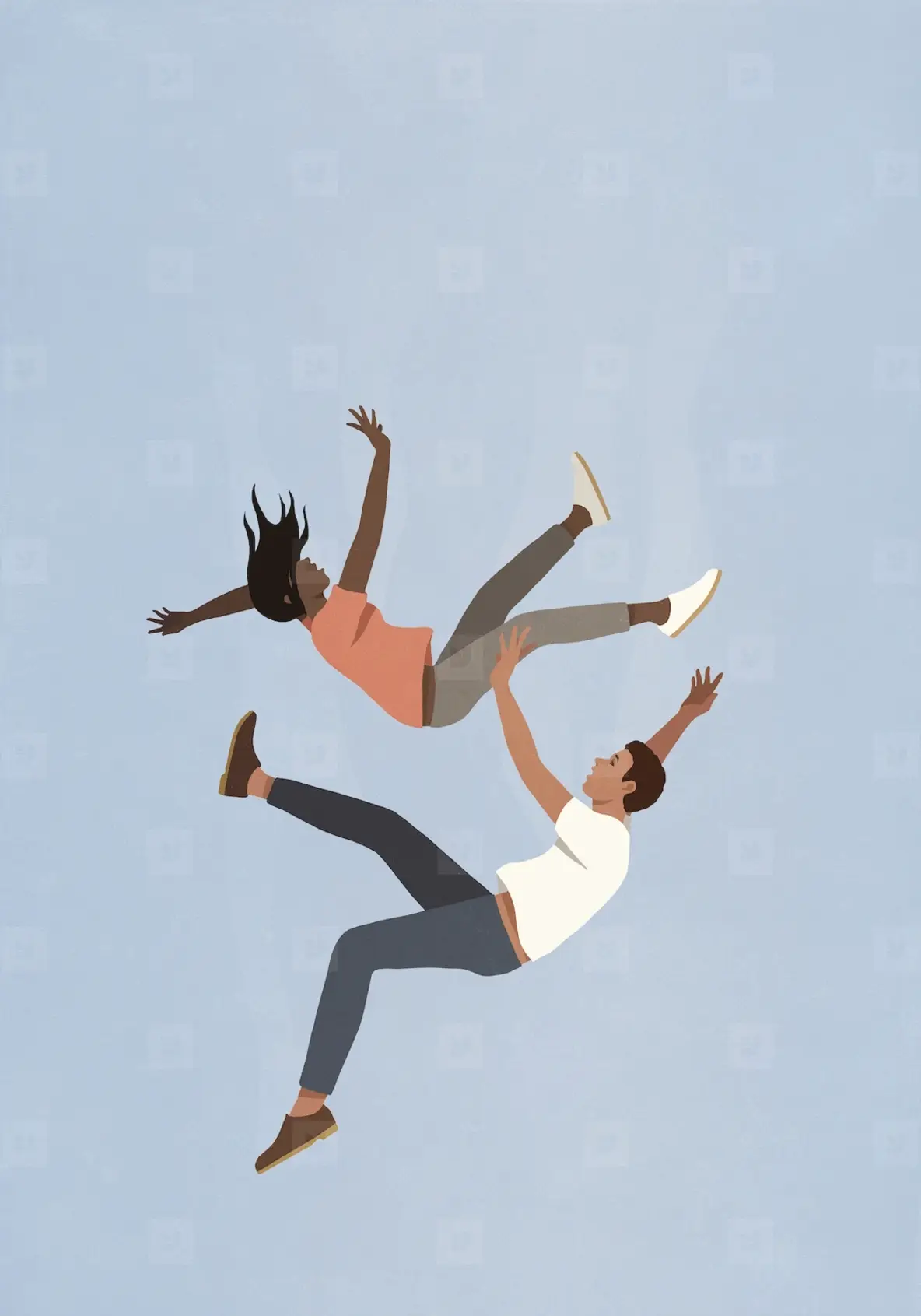 Couple Falling Midair Against Blue Sky Photo (287687) - YouWorkForThem