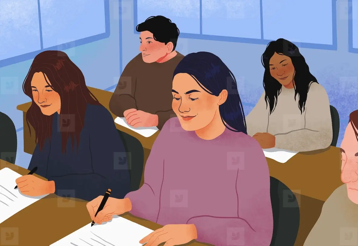 College Students Taking Exam In Classroom Photo (287807) - YouWorkForThem