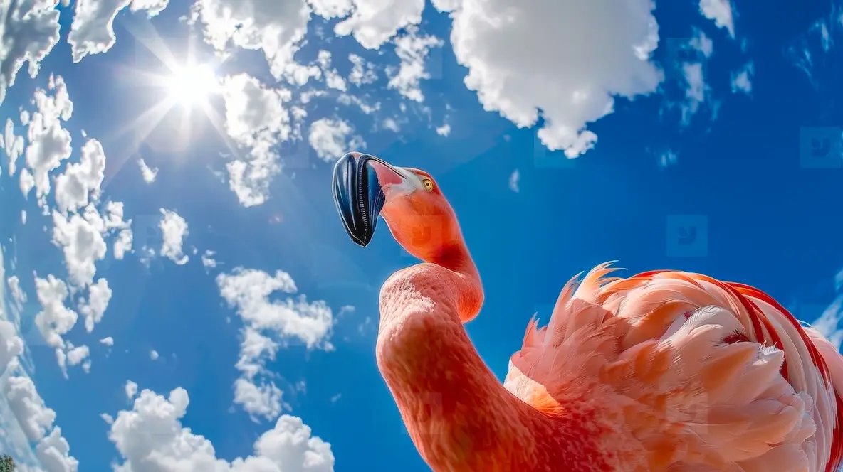 Bottom View Of A Flamingo Against The Sky Photo (289993) - YouWorkForThem
