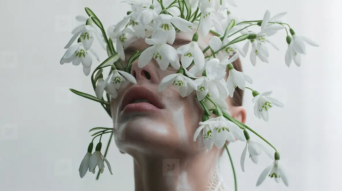 Fashion Model With White Flowers Photo (290093) - YouWorkForThem