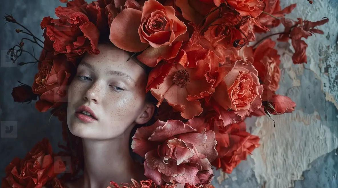 Fashion Model In Flowers Photo (291299) - YouWorkForThem