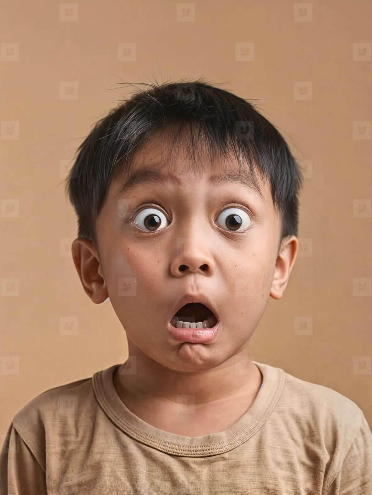 Surprised And Confused Boy On Beige Background Photo (291642 ...