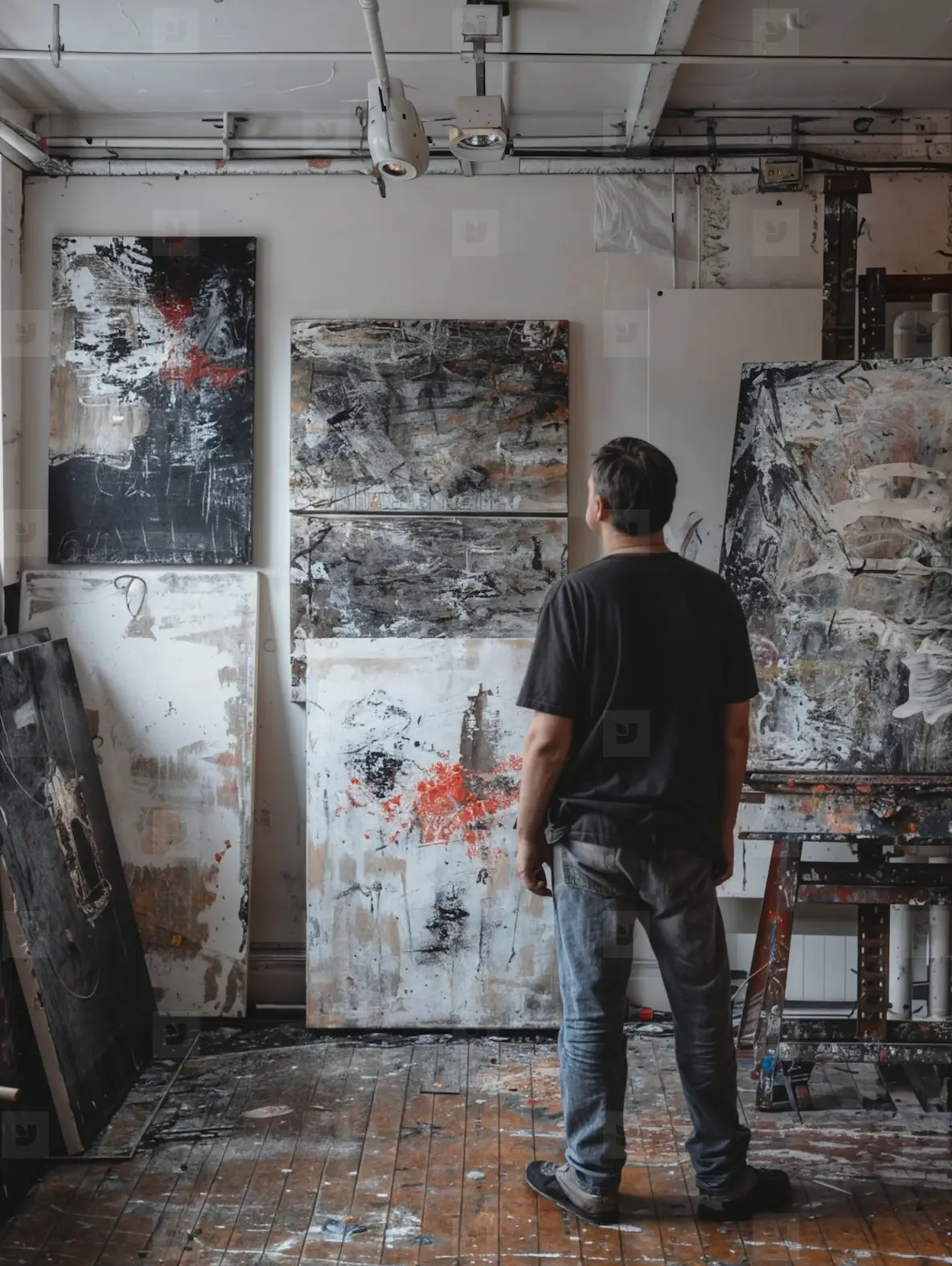 Male Painter Artist In His Studio Surrounded By Paintings Photo (292405 ...