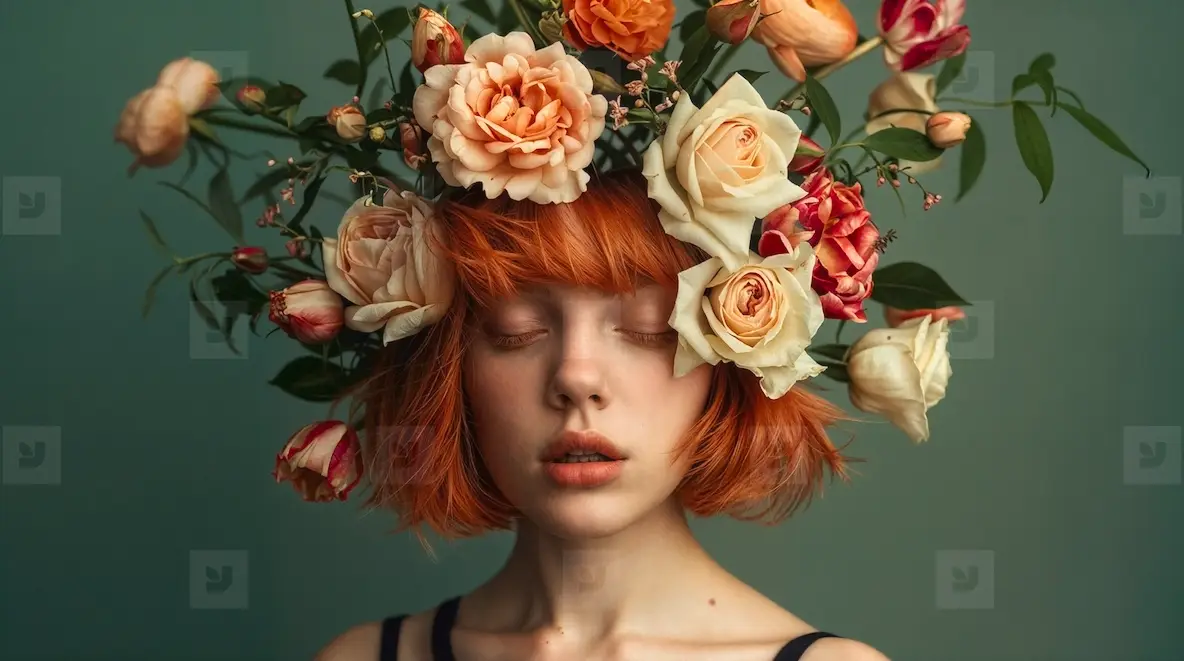 A Young Female Model Is Surrounded By Flowers Photo (293148 ...
