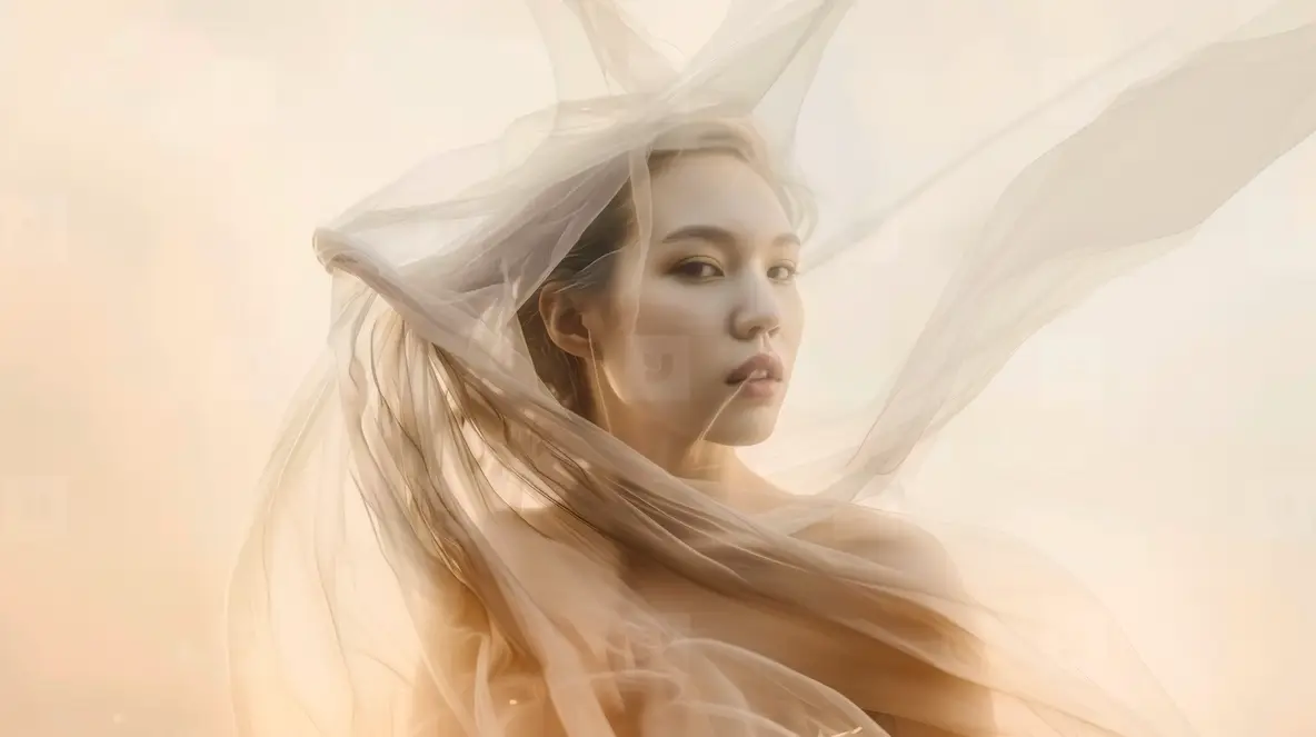 Young Woman Wrapped In Transparent Fabric Photo (294468) - YouWorkForThem