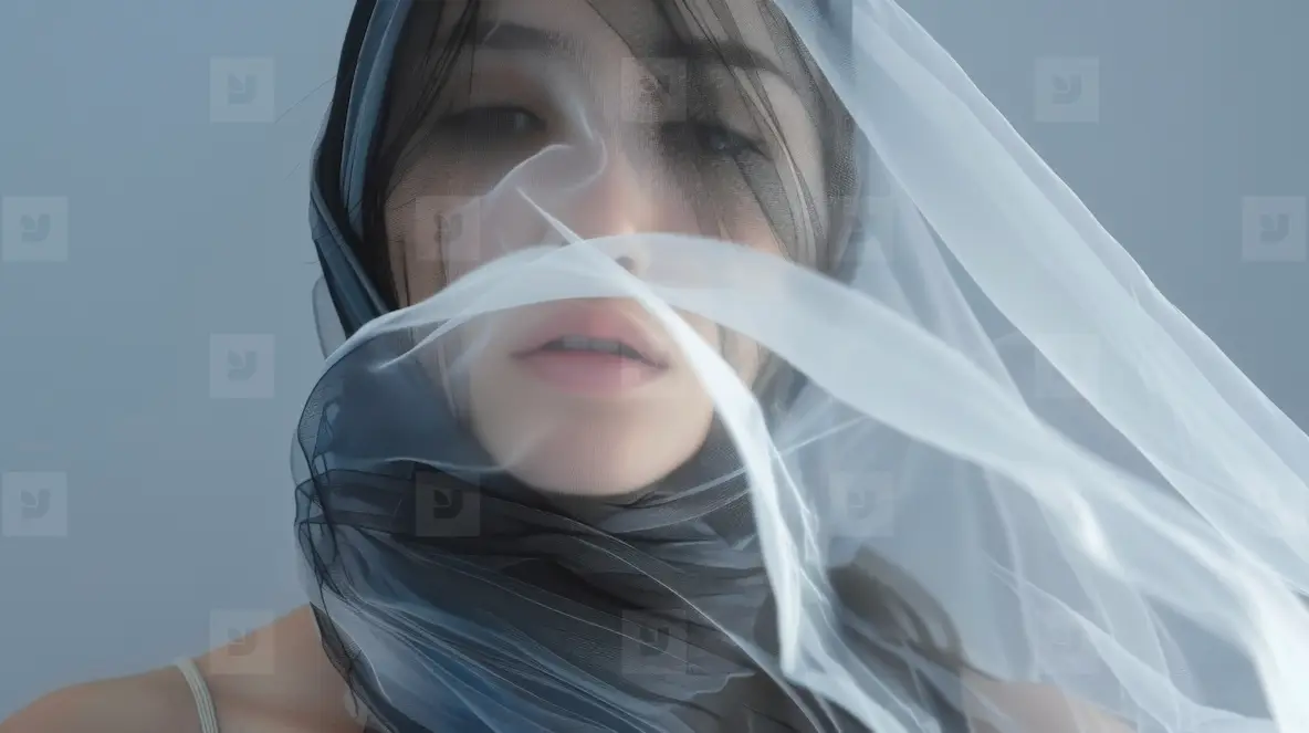 Young Woman Wrapped In Transparent Fabric Photo (294489) - YouWorkForThem