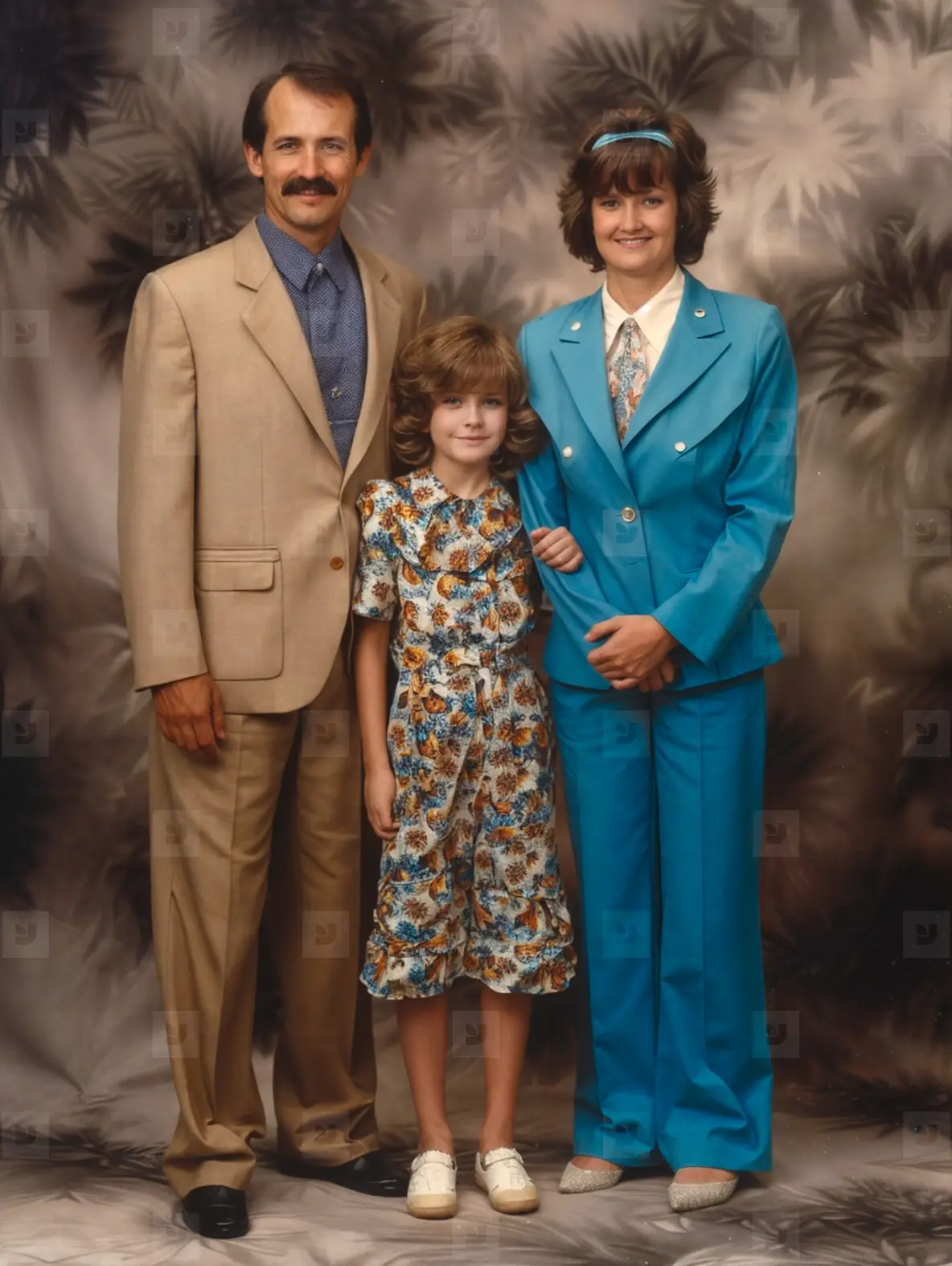 Family Portrait In Retro Style Of The 80s Photo (294690) - YouWorkForThem
