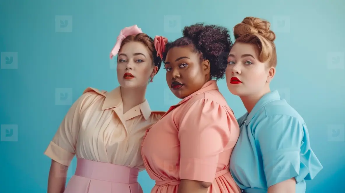 Three Fashion Models In Retro-inspired Style Photo (294757 ...