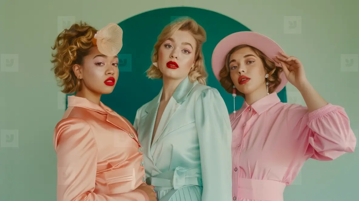 Three Fashion Models In Retro-inspired Style Photo (294762 ...
