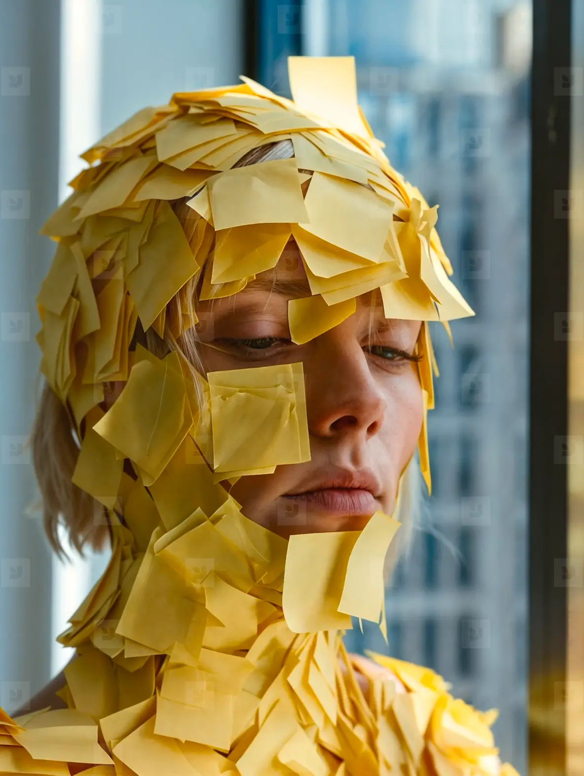 A Face Covered With Post-its Photo (296005) - YouWorkForThem