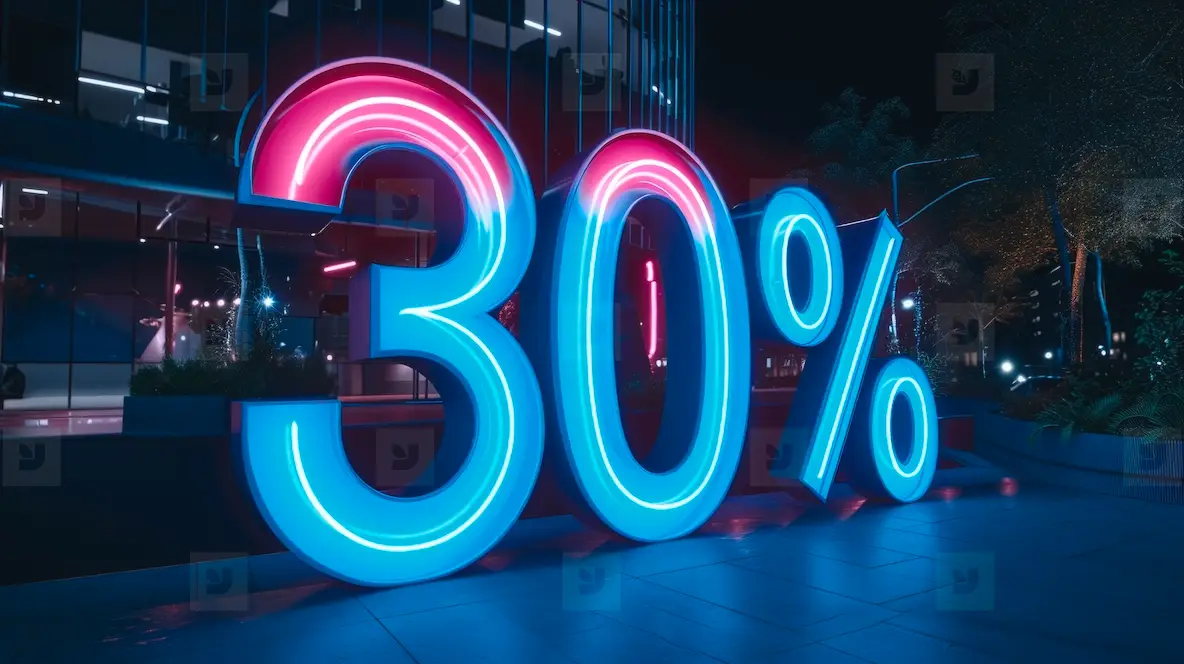 Big Neon Sign 30 Percent Photo (296132) - YouWorkForThem