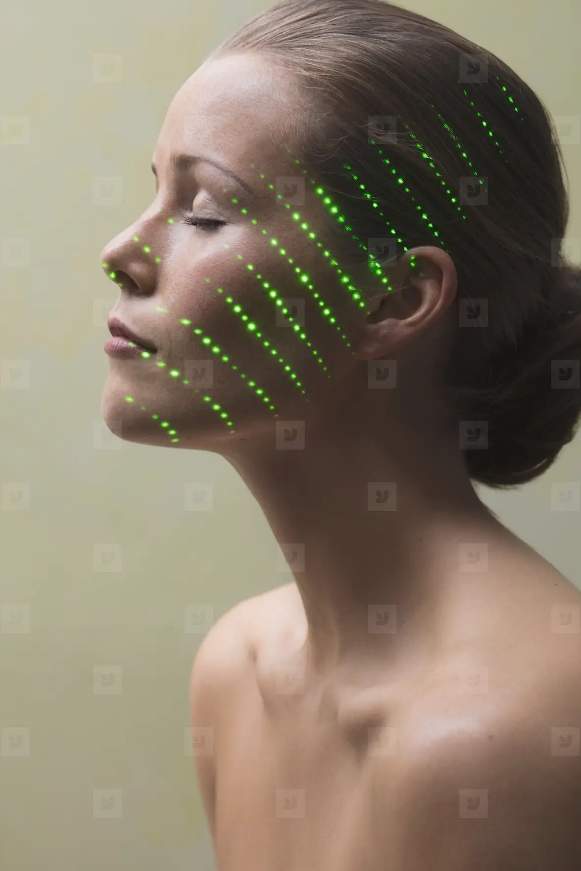 Beauty Portrait Of Woman With Laser Beam On Face Photo (297419 ...