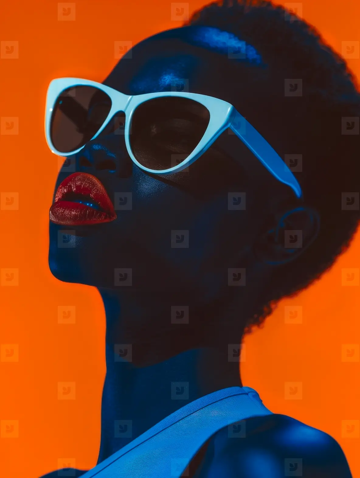 Young Black Woman Model In Sunglasses In Fashion Editorial Style Photo ...