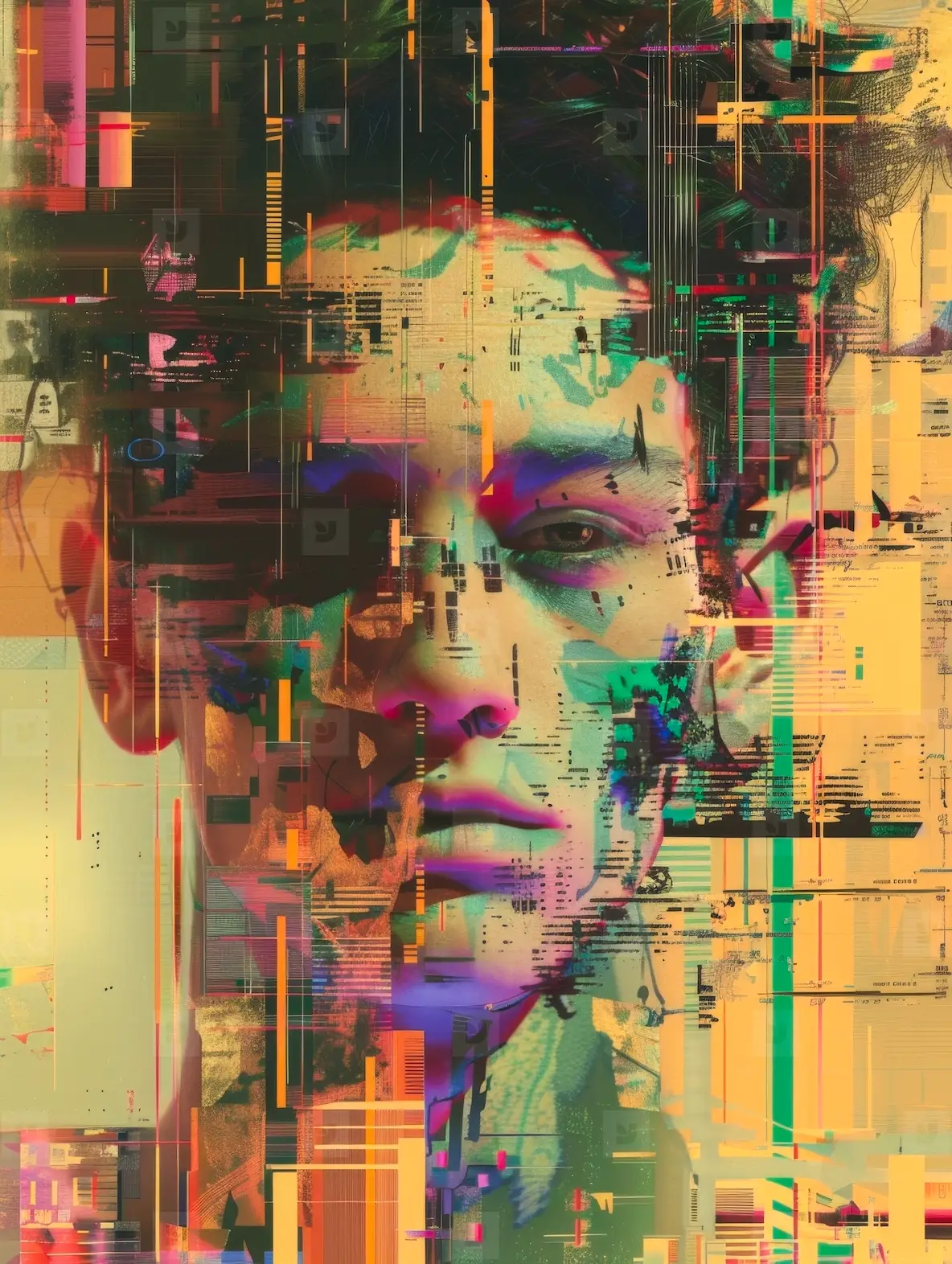 Noisy Glitched Face. Glitch Portrait Photo (299598) - YouWorkForThem