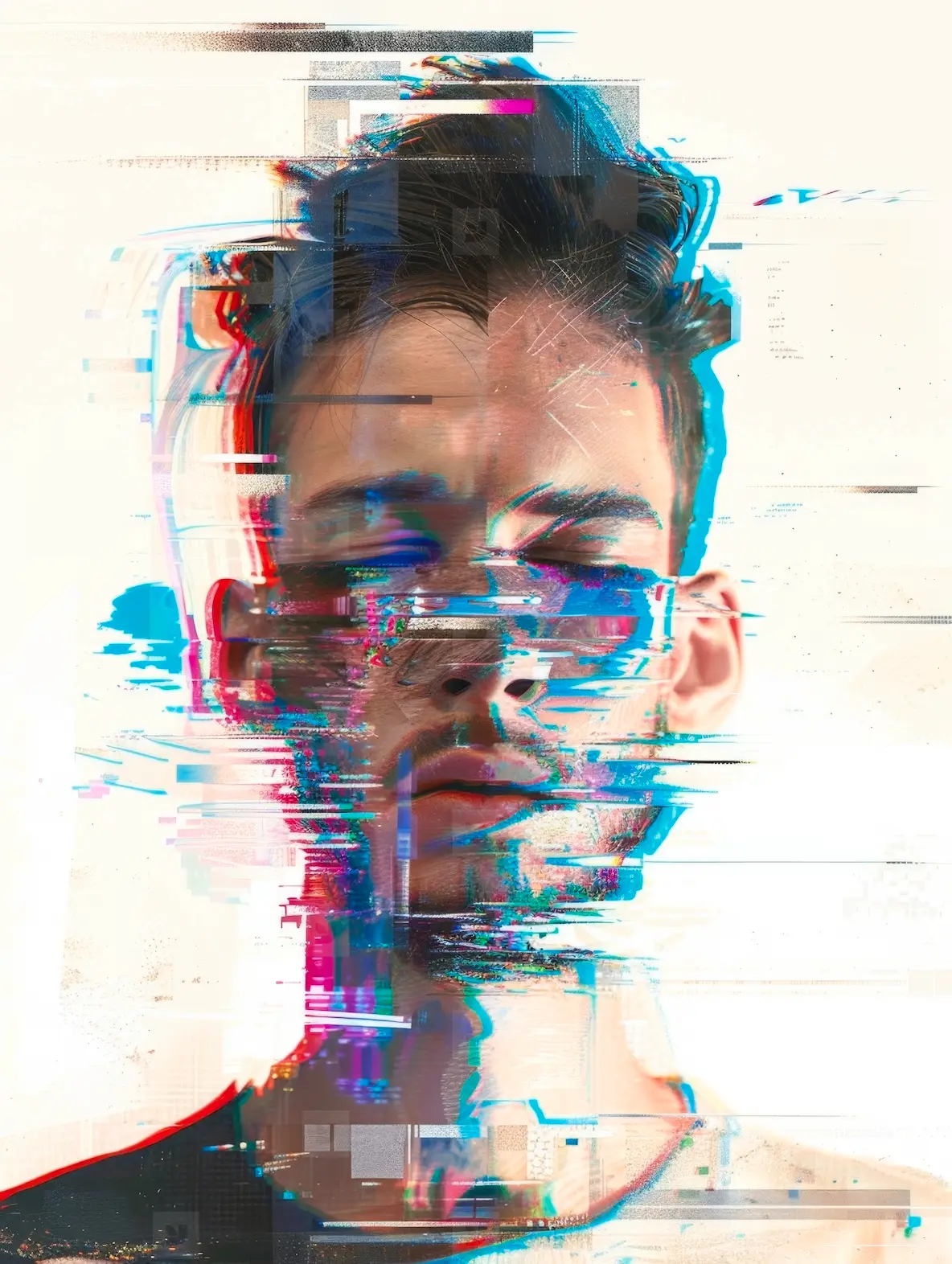 Noisy Glitched Face. Glitch Portrait Photo (299610) - YouWorkForThem
