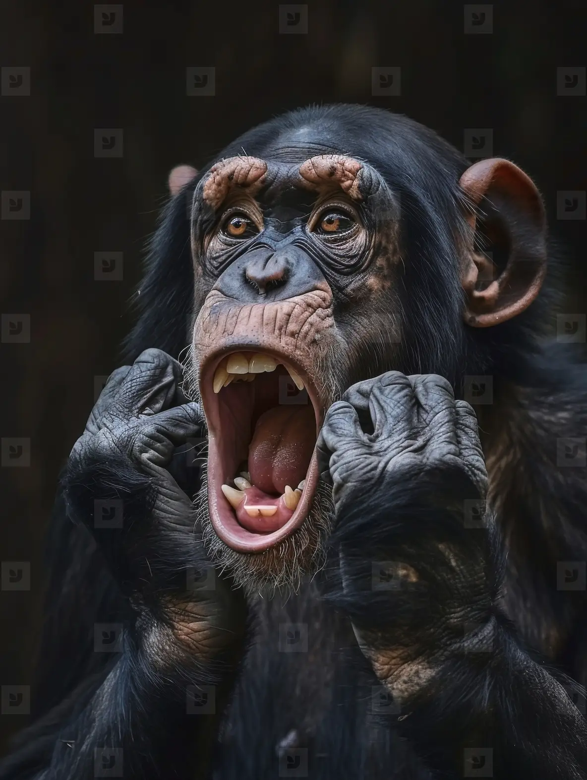 Very Surprised Chimpanzee With Open Mouth Photo (299968) - YouWorkForThem